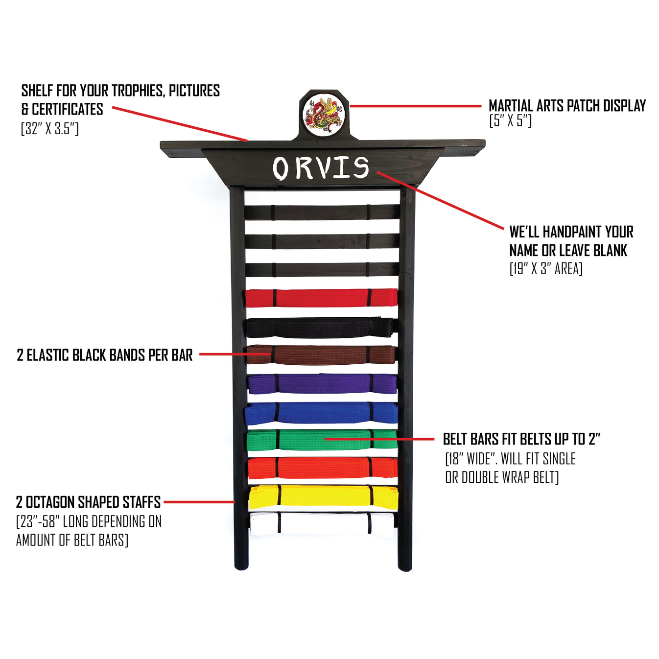 USMC MCMAP Martial Arts Belt Display - 5 Belt – Warrior and Shield